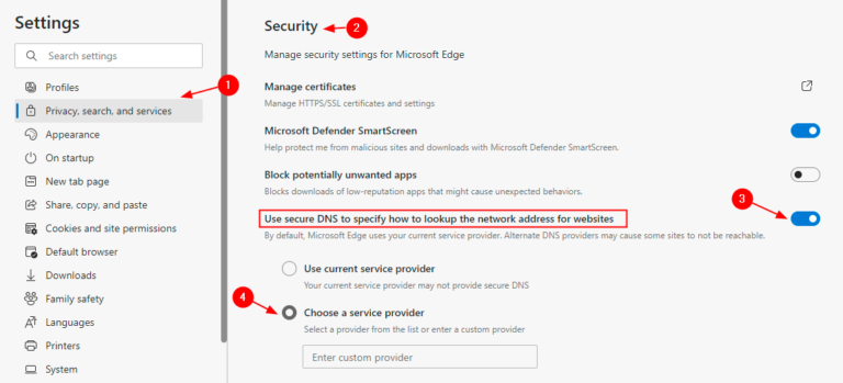 What is Secure DNS provider ? How To Change it in Microsoft Edge