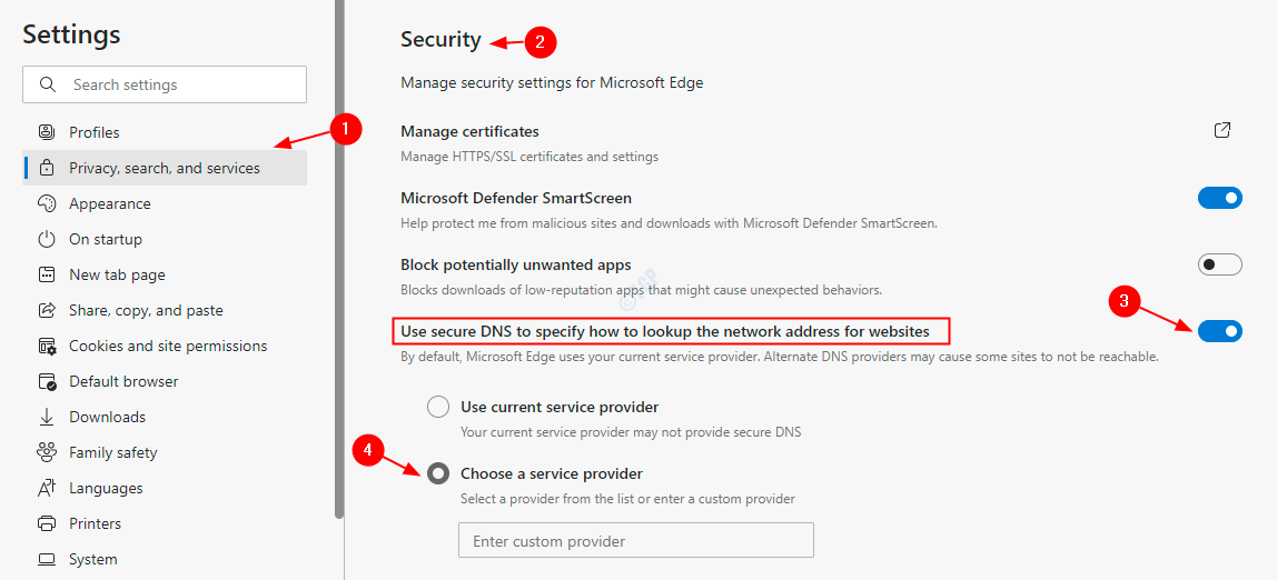 What is Secure DNS provider ? How To Change it in Microsoft Edge