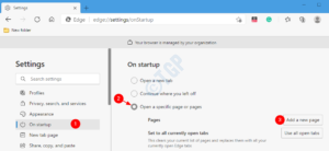 How to open a specific webpage on startup in Microsoft Edge