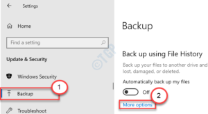 Your File History drive was disconnected for too long