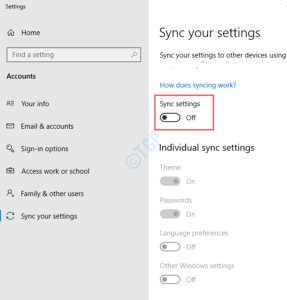 How To Turn On or Turn Off the Sync settings in Windows 10/11 easily