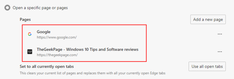 How to open a specific webpage on startup in Microsoft Edge