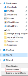 How to open Recycle Bin in Windows 10 when it is not on Desktop