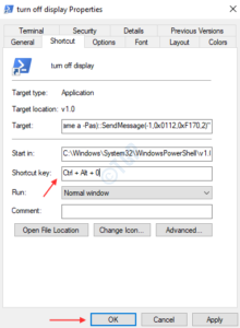 How to Create a Shortcut to turn off display at Once in Windows 10 / 11
