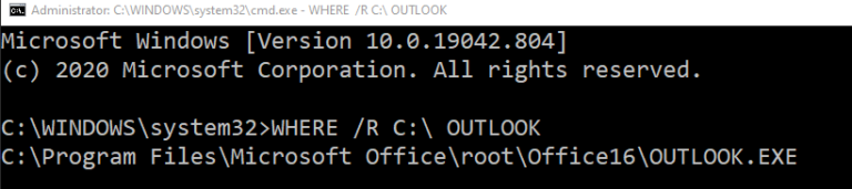 Where is Outlook.exe located in Windows 10 / 11