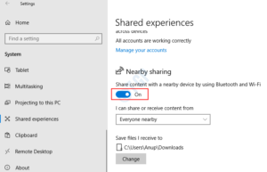 How to Enable Nearby Sharing in Windows 10 PC