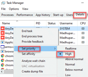 Cannot Set Priority in Task Manager on Windows 10 Fix