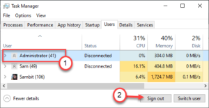 How to sign out other users on Windows 10