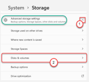 How to manage disk and drives storage settings in Windows 11