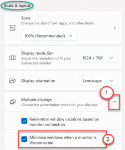 Stop windows from minimizing when a monitor disconnects on Windows 11