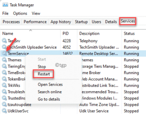 How to Restart RDP Service in Windows 11 / 10