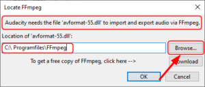 How to Fix FFmpeg library missing issue in Audacity