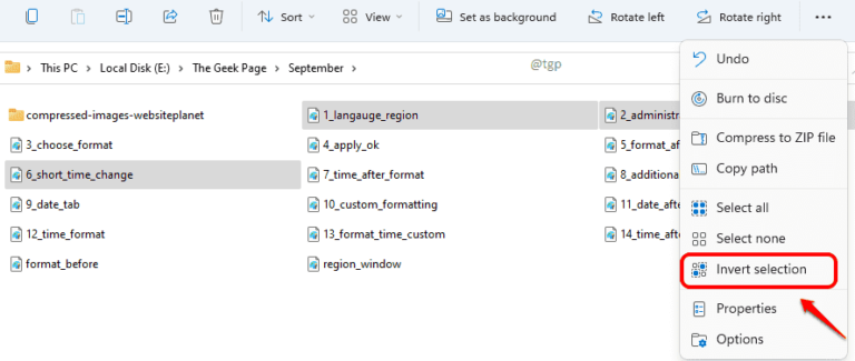 How to Use Invert Selection Feature in Windows 11