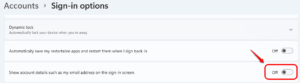Hide / Show Username and Email from Windows 11 Lock Screen