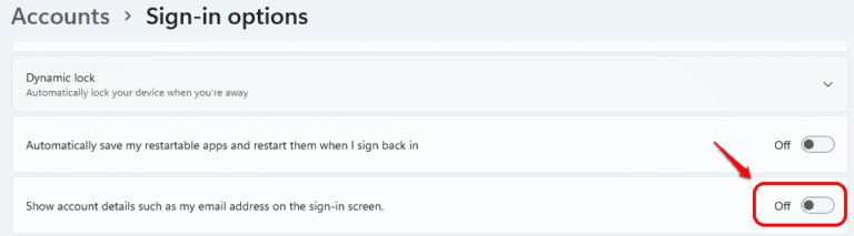 Hide / Show Username and Email from Windows 11 Lock Screen