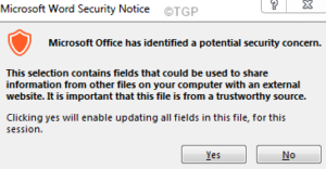 How to Disable MS Word Security Notice Pop -up