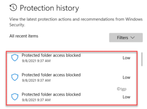 Check Protection History in Microsoft Defender on Windows 11/10