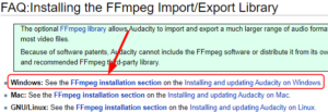 How to Fix FFmpeg library missing issue in Audacity