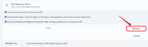Fix: Hello Pin Remove Button not Clickable in Windows 11