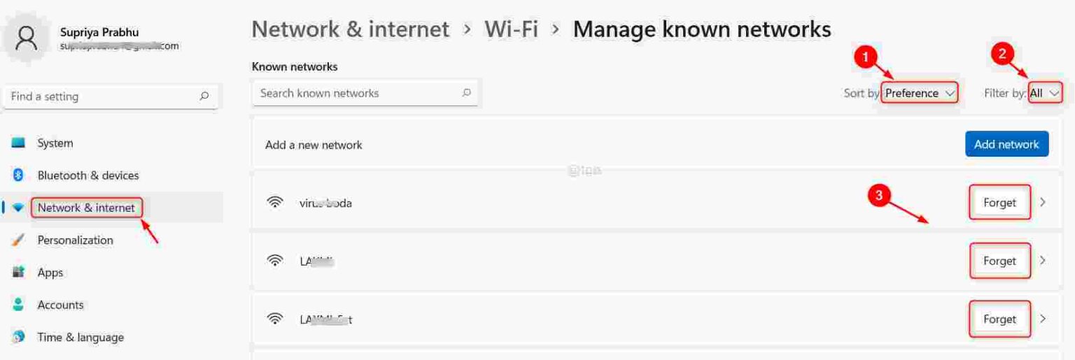 How to Forget the Wi-Fi Connection Network in Windows 11