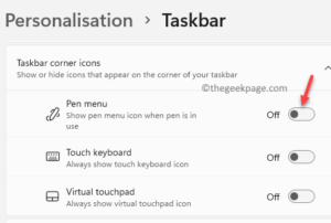 How to Show the Pen Menu icon in TaskBar corner in Windows 11