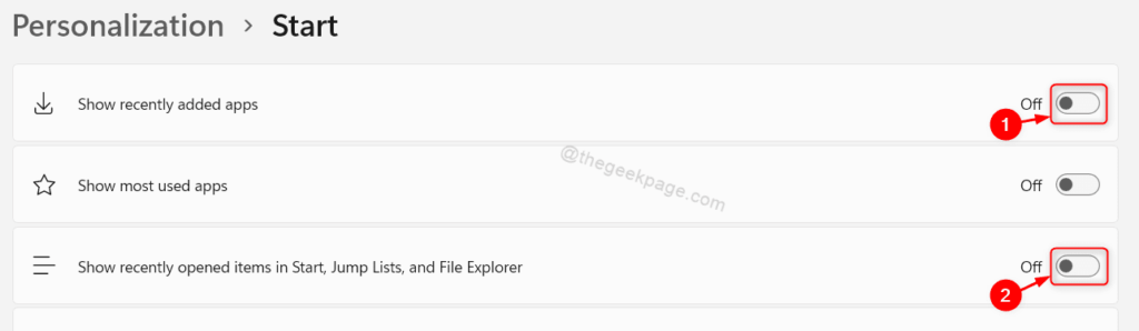 How to Enable or Disable the Recommended List on Start Menu in Windows 11