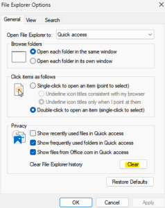 How to Clear Quick Access History in File Explorer on Windows 11
