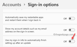How to Enable / Disable Automatic Sign-in After Update in Windows 11