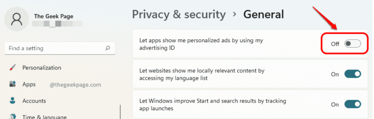How to Disable Personalized Ads in Windows 11