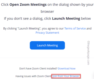 An unknown error occurred please join this meeting from your browser ...