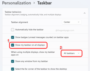How to Show Taskbar on Multiple Displays on Windows 11