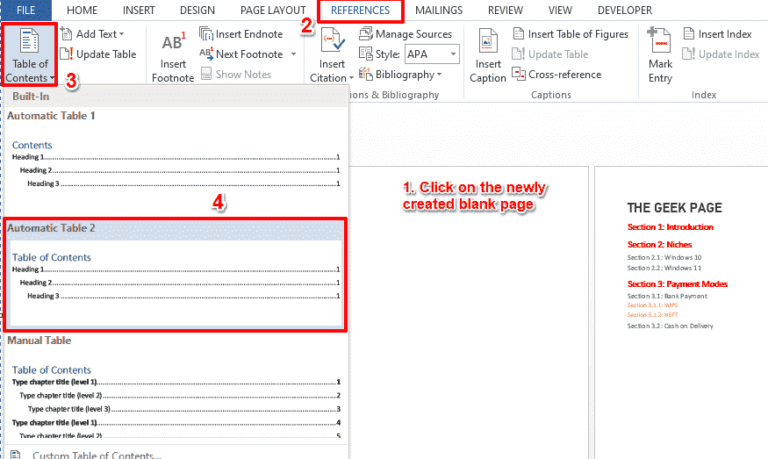 How to Automatically Add 'Table of Contents' to Microsoft Word Document