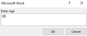 How to Create User Input prompt in Microsoft Word