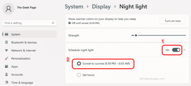 How to Set a Schedule to Turn On Night Light in Windows 11