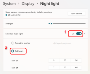 How to Set a Schedule to Turn On Night Light in Windows 11