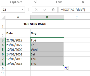 How to Extract Day Values from Date Values in Microsoft Excel