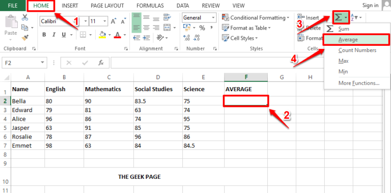 How to Calculate the Average Value of a Group of Cells in Microsoft Excel