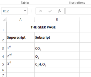 How to Apply Superscript and Subscript Formatting Options in Microsoft Excel