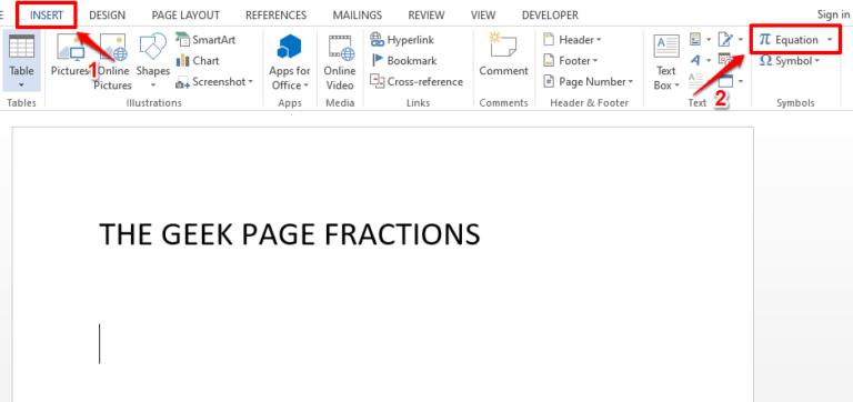How to write fractions in Microsoft word