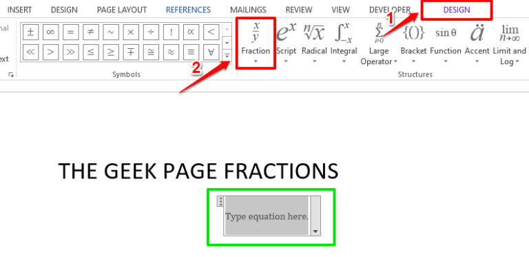 How to write fractions in Microsoft word