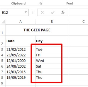 How to Extract Day Values from Date Values in Microsoft Excel