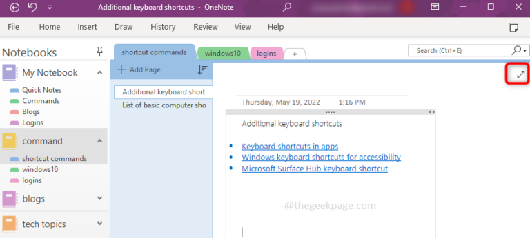 How To Rearrange OneNote Sections And Page Panels