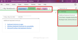 How To Rearrange OneNote Sections And Page Panels
