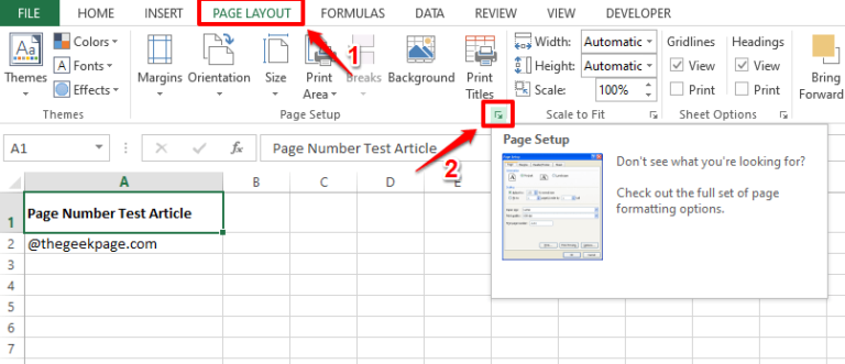 How to Insert Page Numbers as Header / Footer in Excel