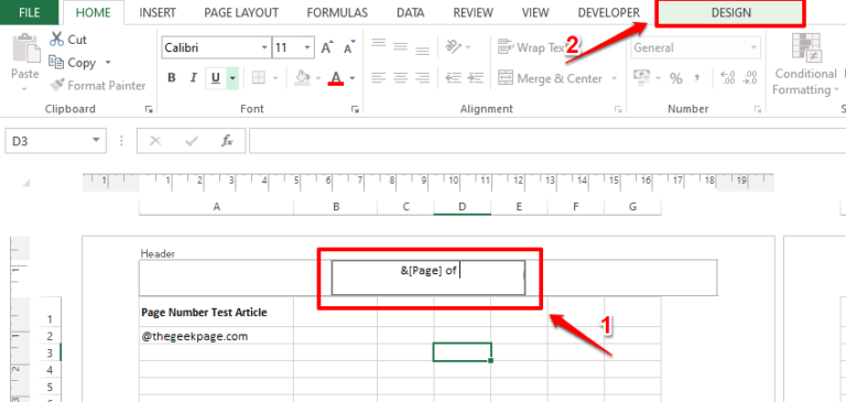 How to Insert Page Numbers as Header / Footer in Excel