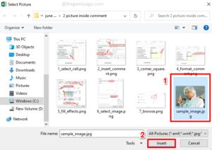 How to Insert Picture Inside Comment Box in Microsoft Excel
