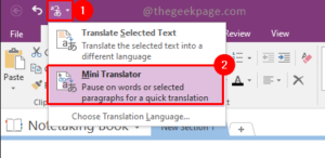 how to use Translate feature in Onenote