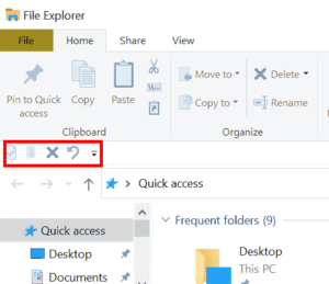 Reset File Explorer Quick Access Toolbar in Windows 10 / 11