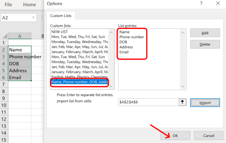 How to create custom lists in Excel Step by Step