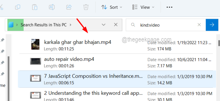 How to Search and Get only Video Files in File Explorer of Windows 11 / 10
